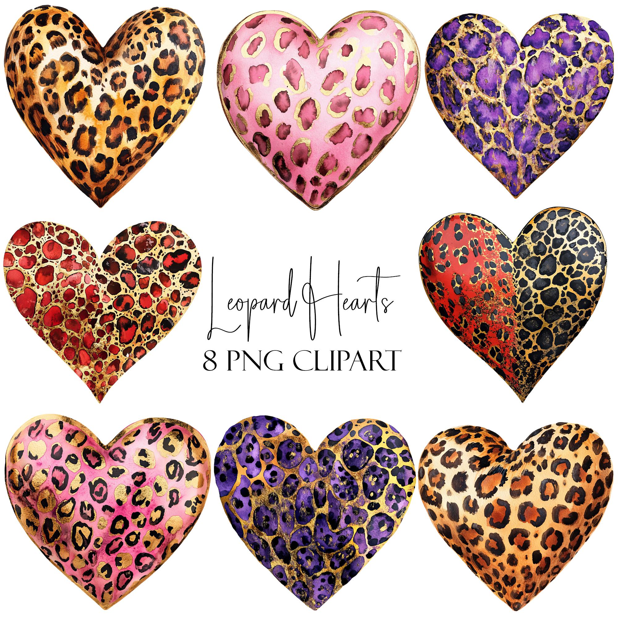 Leopard Heart Clipart, Valentine Elements, 8 Pngs, Instant Download ...