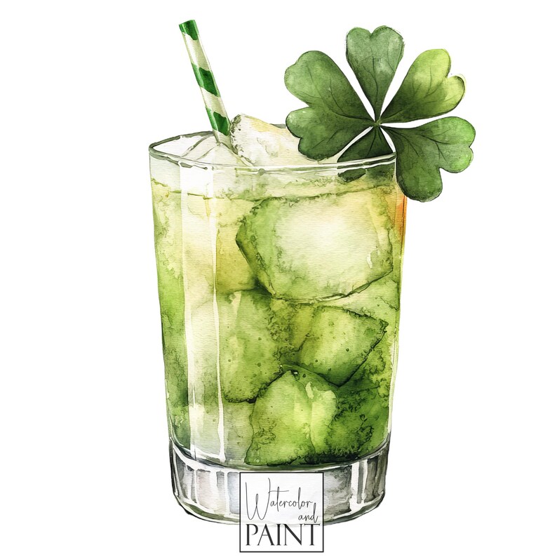 Irish Cocktails, Watercolor Clipart, St. Patrick's Day, 8 Pngs, Instant ...