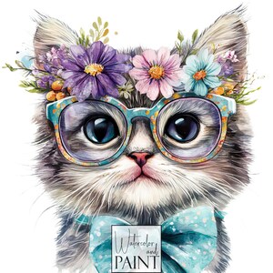 Watercolor Spring Cat Clipart Collection, 8 Transparent Pngs, Instant ...