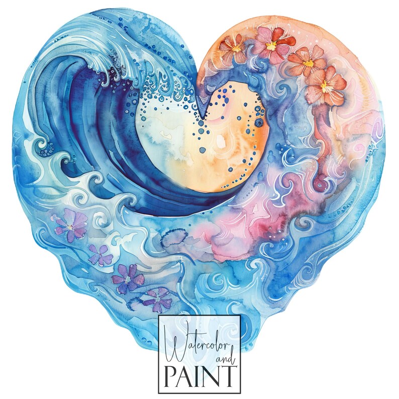 Ocean Hearts Clipart, Valentine Elements, 8 Pngs, Instant Download ...