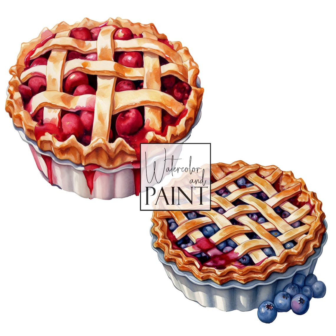 Pie Clipart, Thanksgiving Elements, Watercolor Graphics, Instant ...