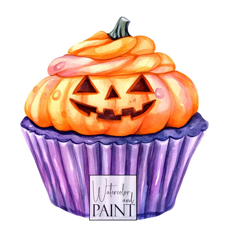 Halloween Cupcakes, Watercolor Clipart, 8 Pngs, Instant Download ...