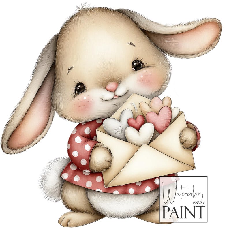 Valentine Bunny Clipart, 8 Transparent Pngs, Commercial Use, POD ...