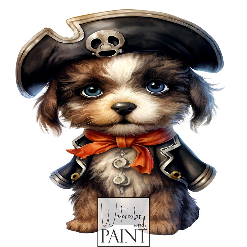 Pirate Puppies, Watercolor Clipart, PNG Format, Instant Download ...
