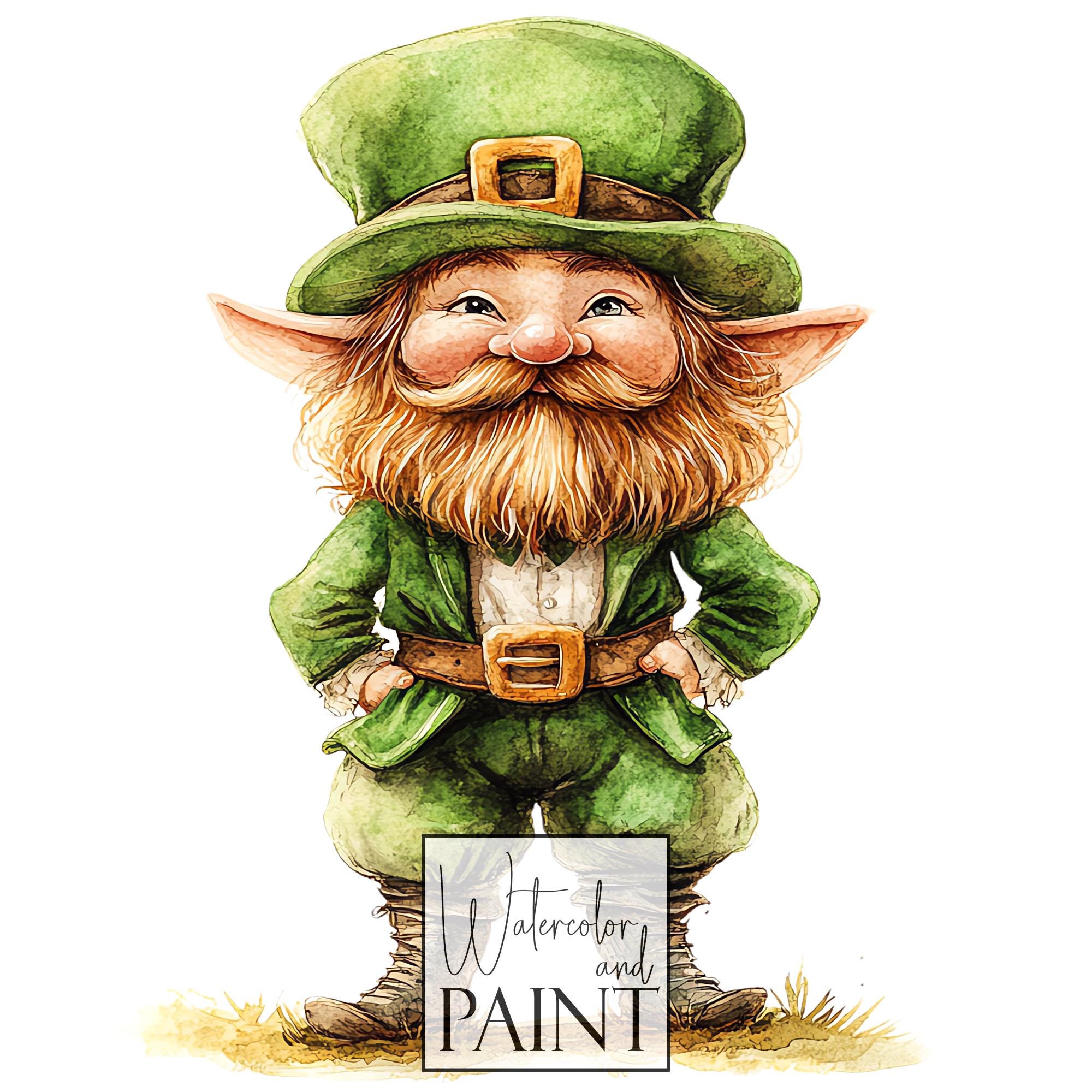 Watercolor Leprechaun Clipart: St. Patrick's Day Pngs (commercial & POD ...