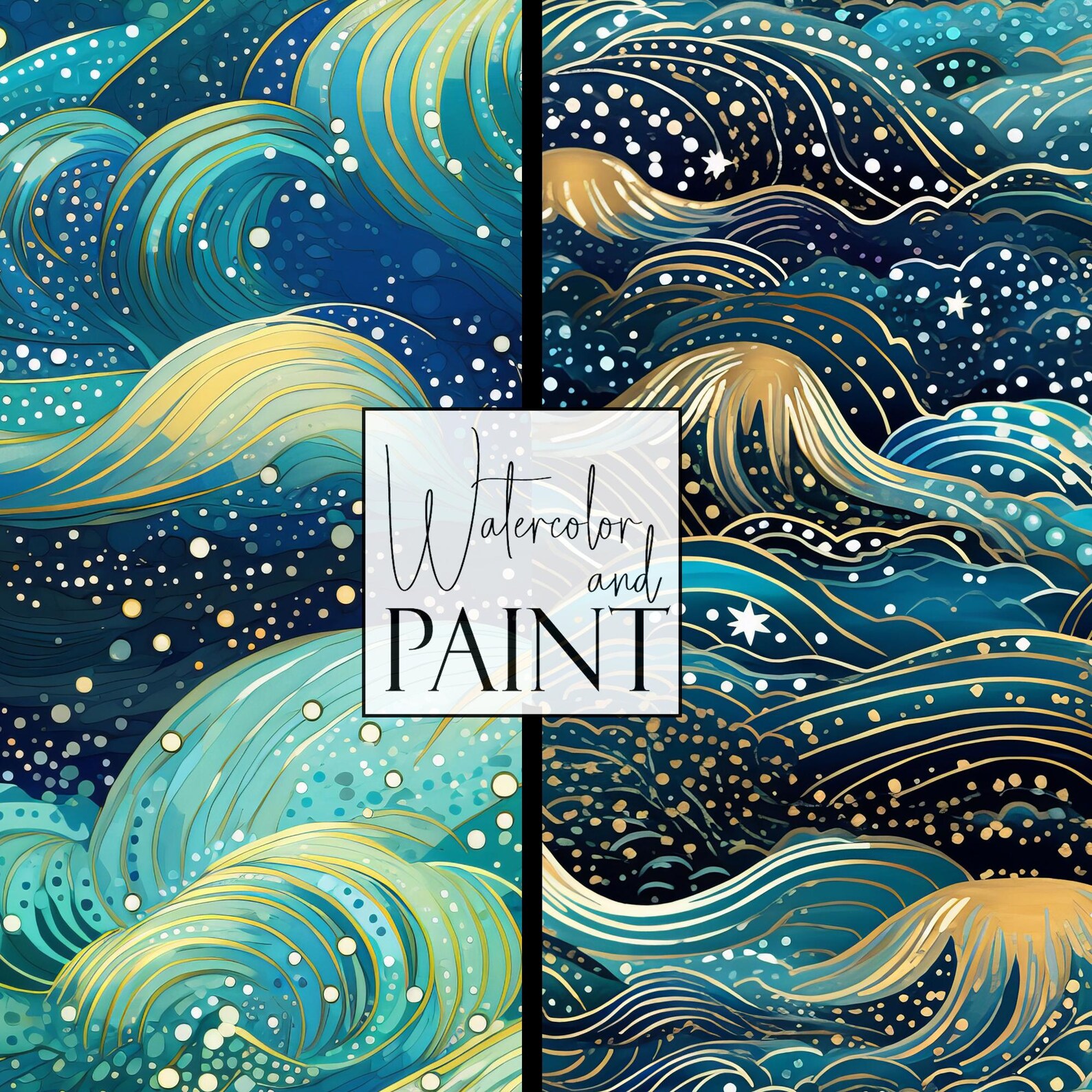 Abstract Ocean, Seamless Patterns, Digital Paper Set, 12 Jpgs, Instant ...