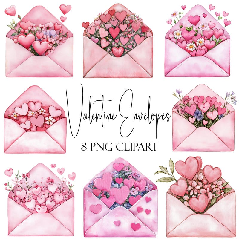 Valentine Envelope Clipart - Etsy