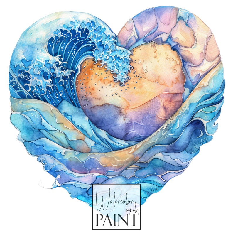 Ocean Hearts Clipart, Valentine Elements, 8 Pngs, Instant Download ...