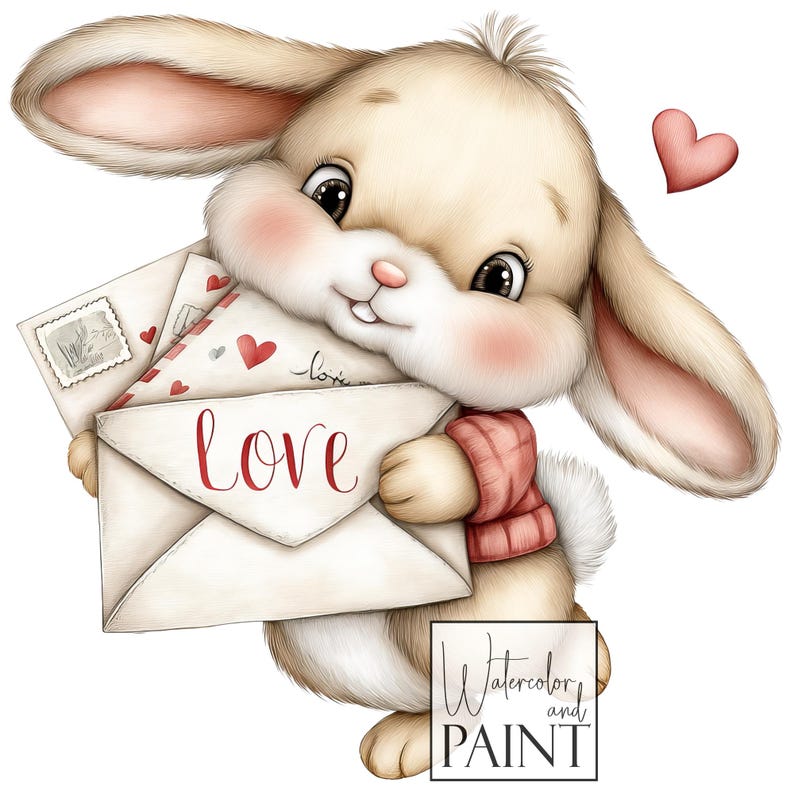 Valentine Bunny Clipart, 8 Transparent Pngs, Commercial Use, POD ...