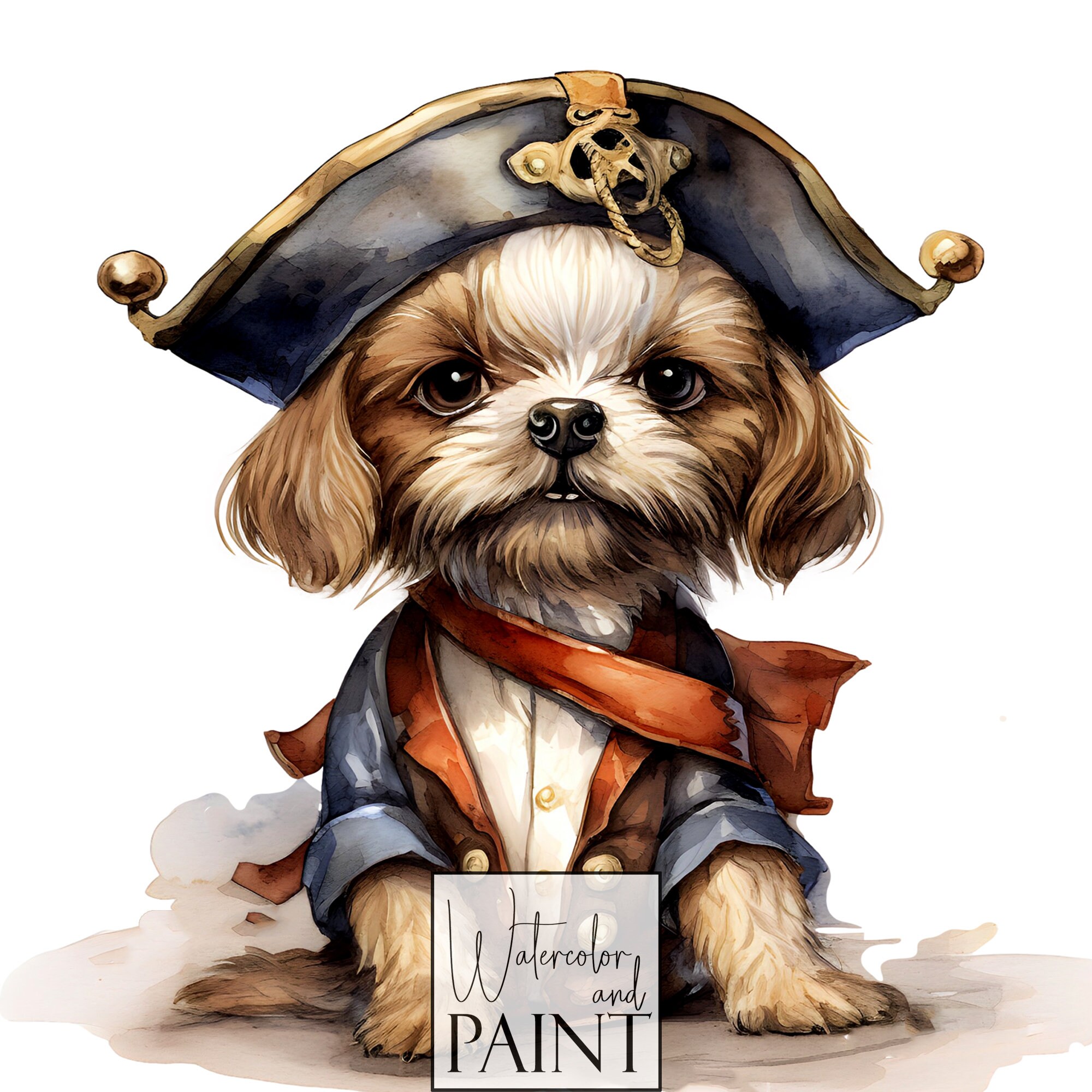 Pirate Puppies, Watercolor Clipart, PNG Format, Instant Download ...