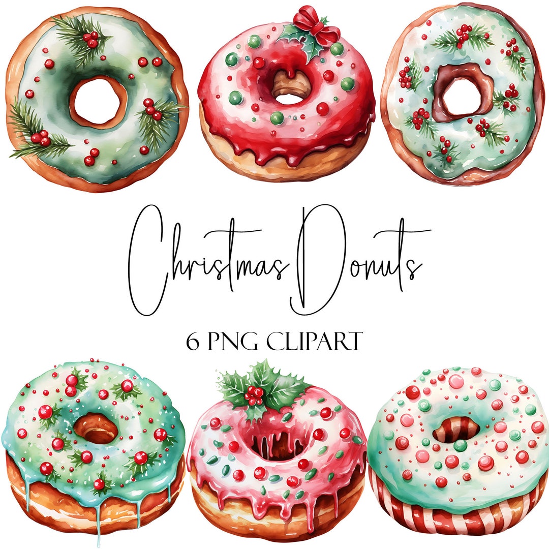 Christmas Donuts, Pastry Clipart, PNG Format, Instant Download ...