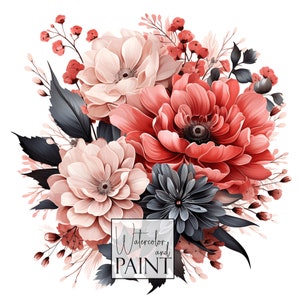 Coral Flowers, Watercolor Floral, PNG Format, Instant Download ...