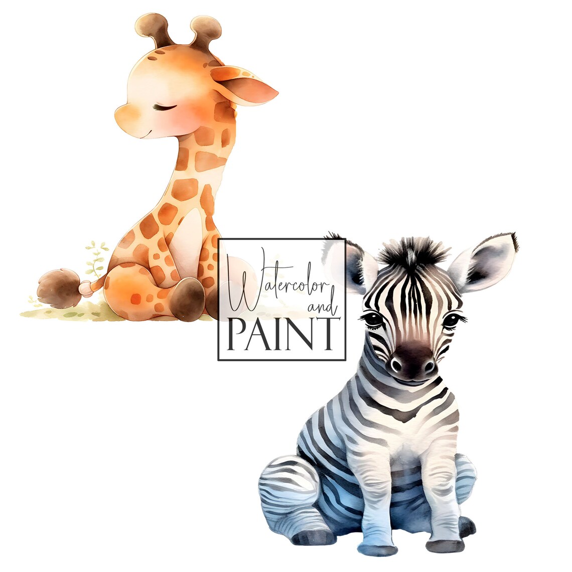 Baby Jungle Animal Clipart Watercolor Elements PNG Format - Etsy