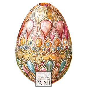 Watercolor Jeweled Easter Egg Clipart Collection, 8 PNG Transparent ...