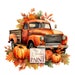 Autumn Vintage Truck Clipart, Fall Watercolor Elements, PNG Format, POD ...