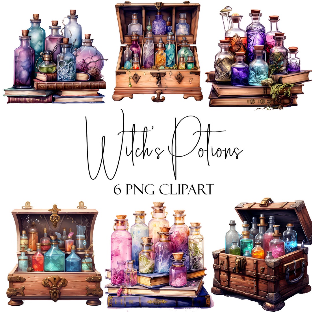 Witch's Potion Clipart, Watercolor Halloween Elements, PNG Format ...