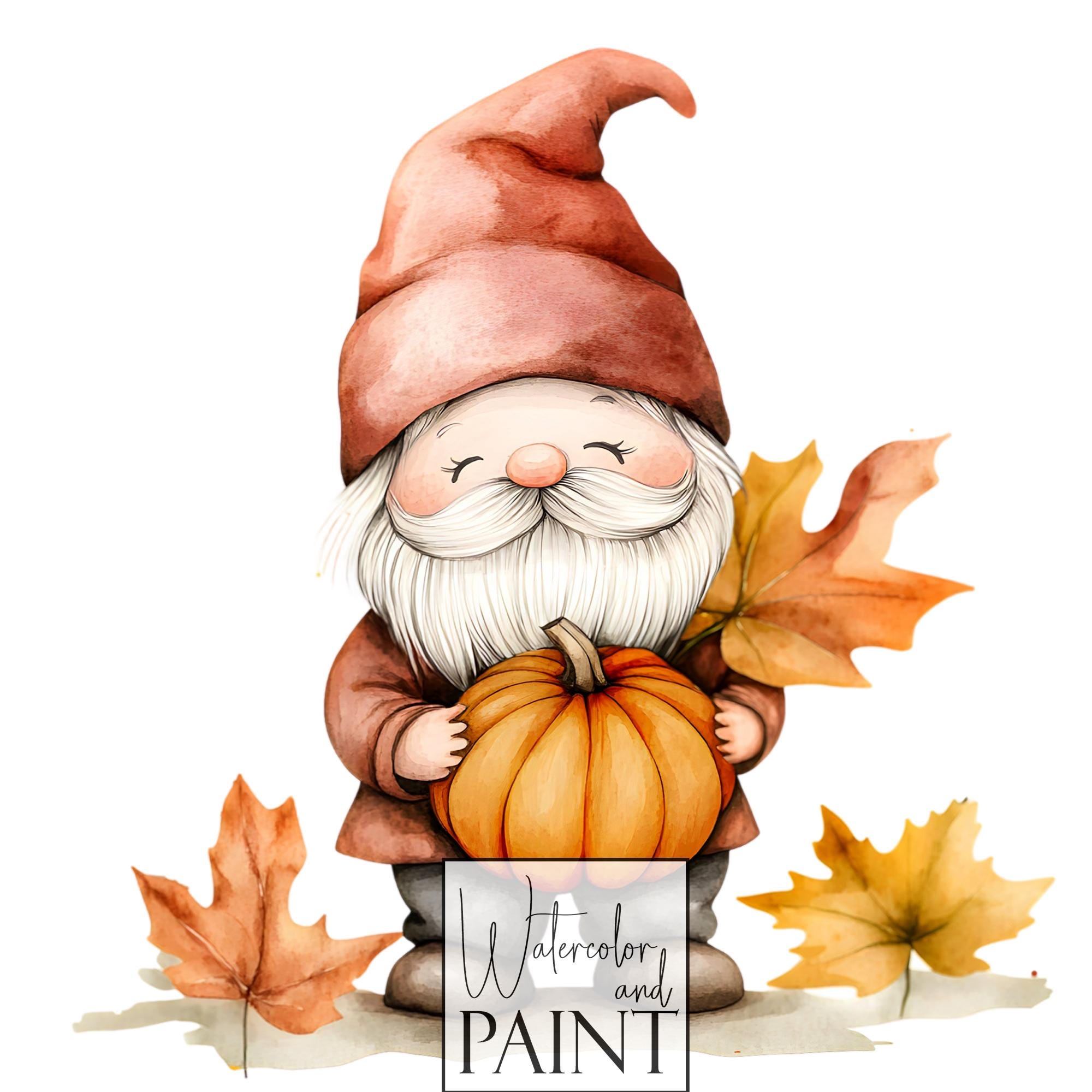 Fall Gnomes, Autumn Clipart, Watercolor Graphics, 8 Png's, Instant ...
