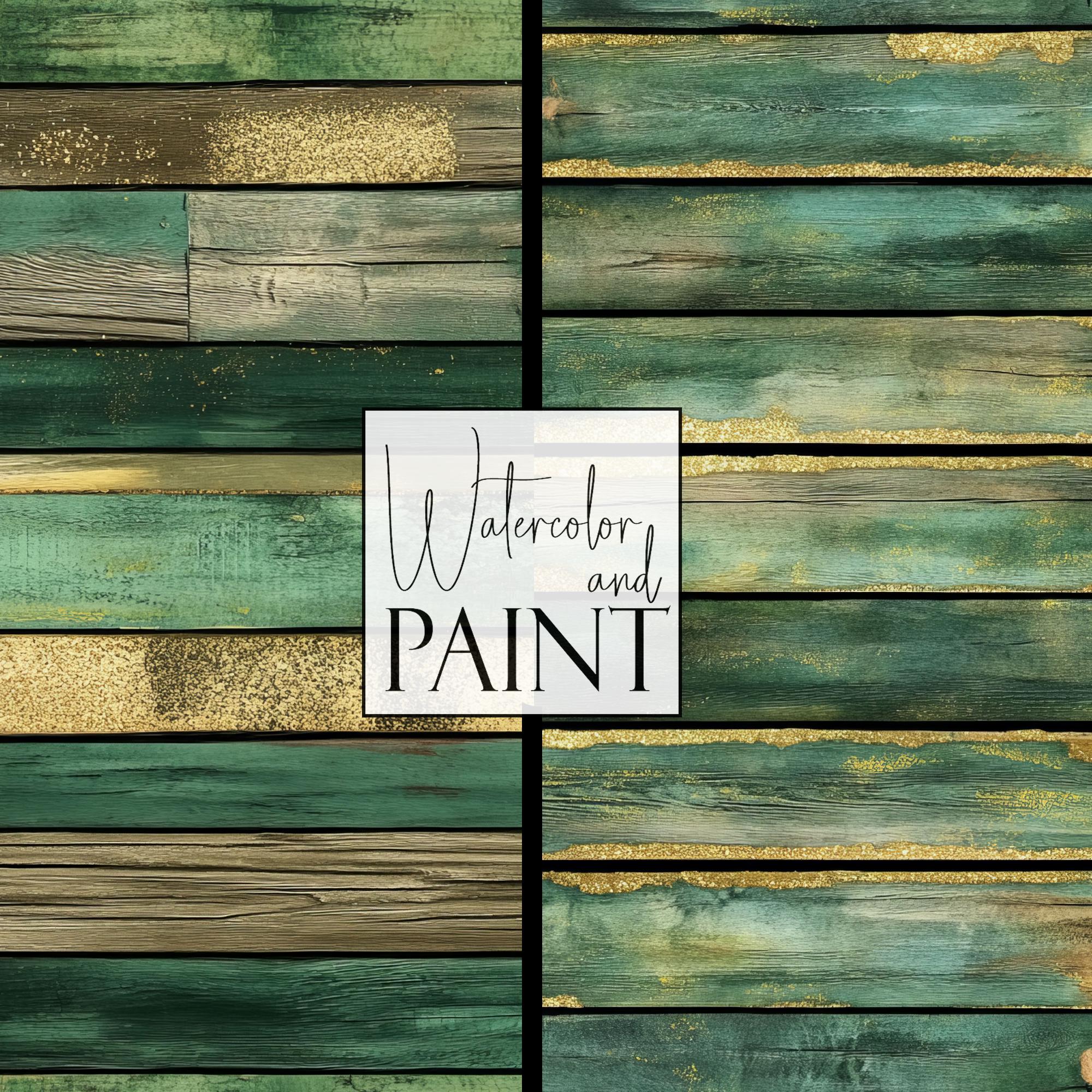 Green and Gold Rustic Wood Seamless Patterns: Texture Papers (12 Jpgs ...