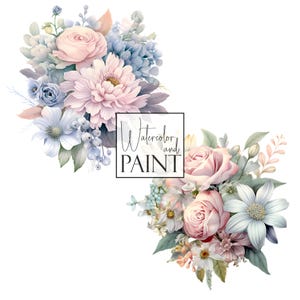 Pastel Flowers, Watercolor Floral Clipart, 16 Pngs, Instant Download ...