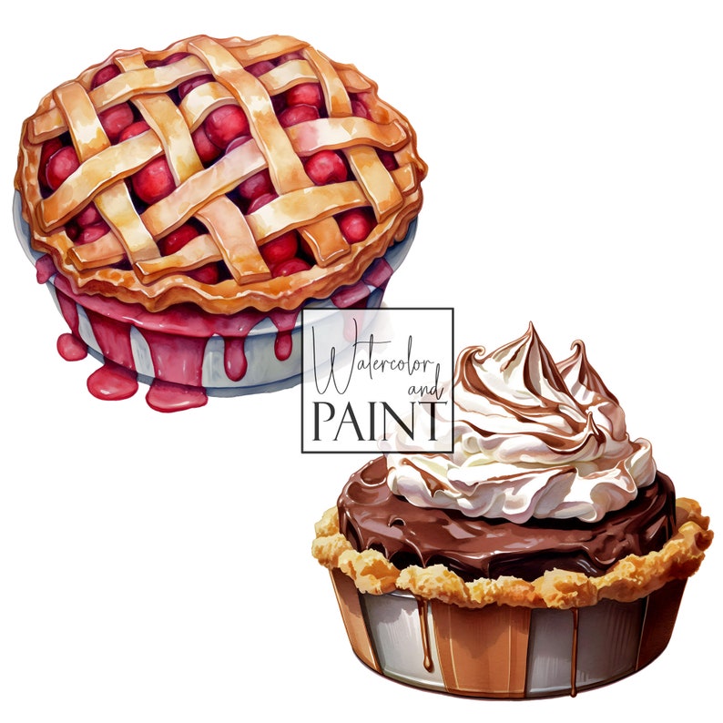 Pie Clipart, Thanksgiving Elements, Watercolor Graphics, Instant ...