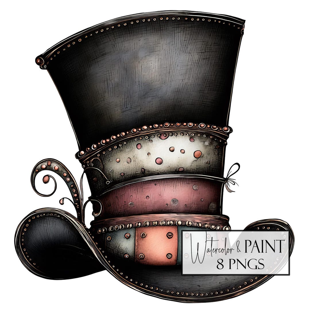 Fancy Top Hat Clipart, 8 Transparent PNG Images, Commercial Use and POD ...