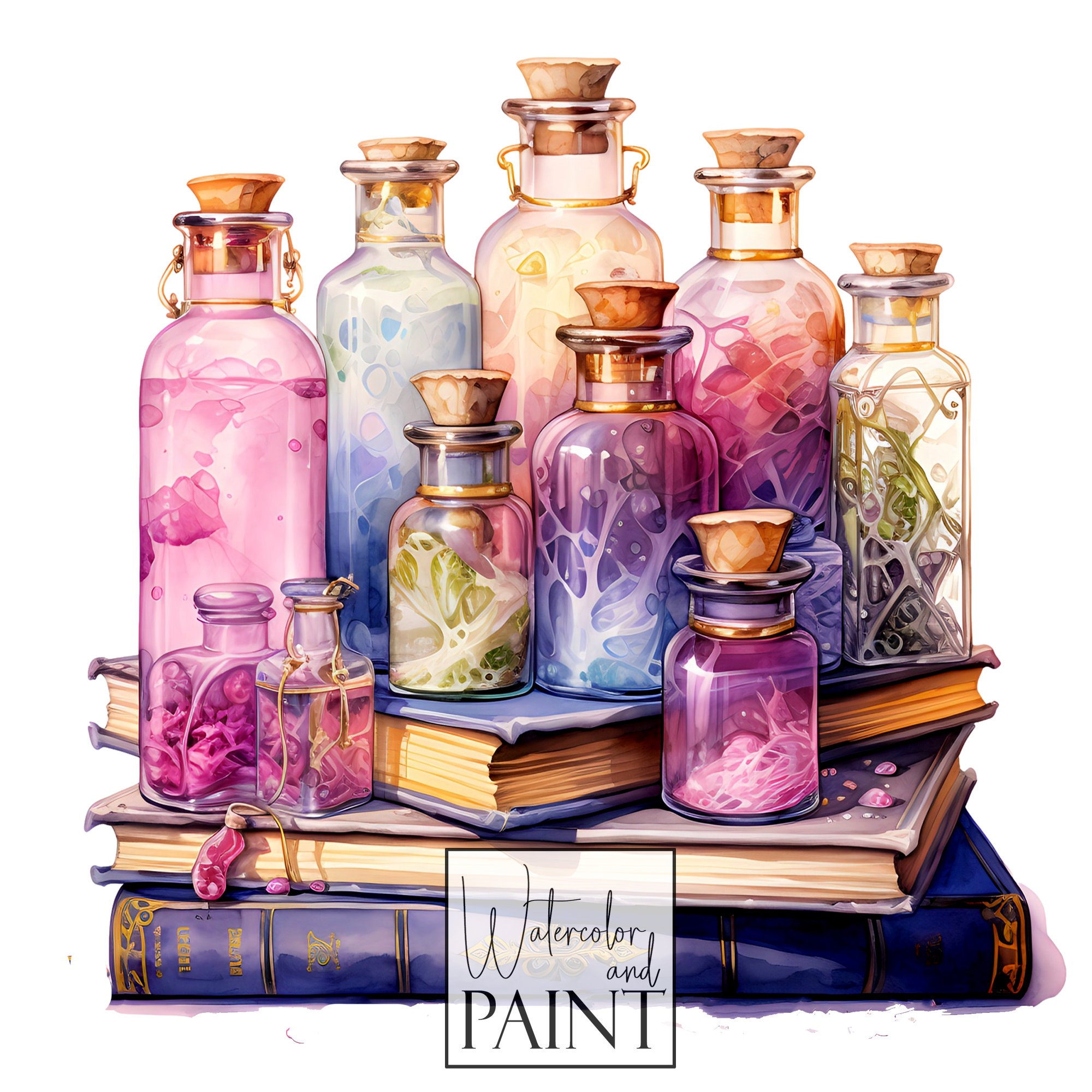 Witch's Potion Clipart, Watercolor Halloween Elements, PNG Format ...