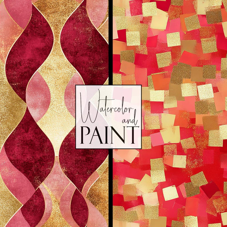 Red and Gold Sparkle Seamless Patterns: Glam Digital Papers (12 Jpgs ...
