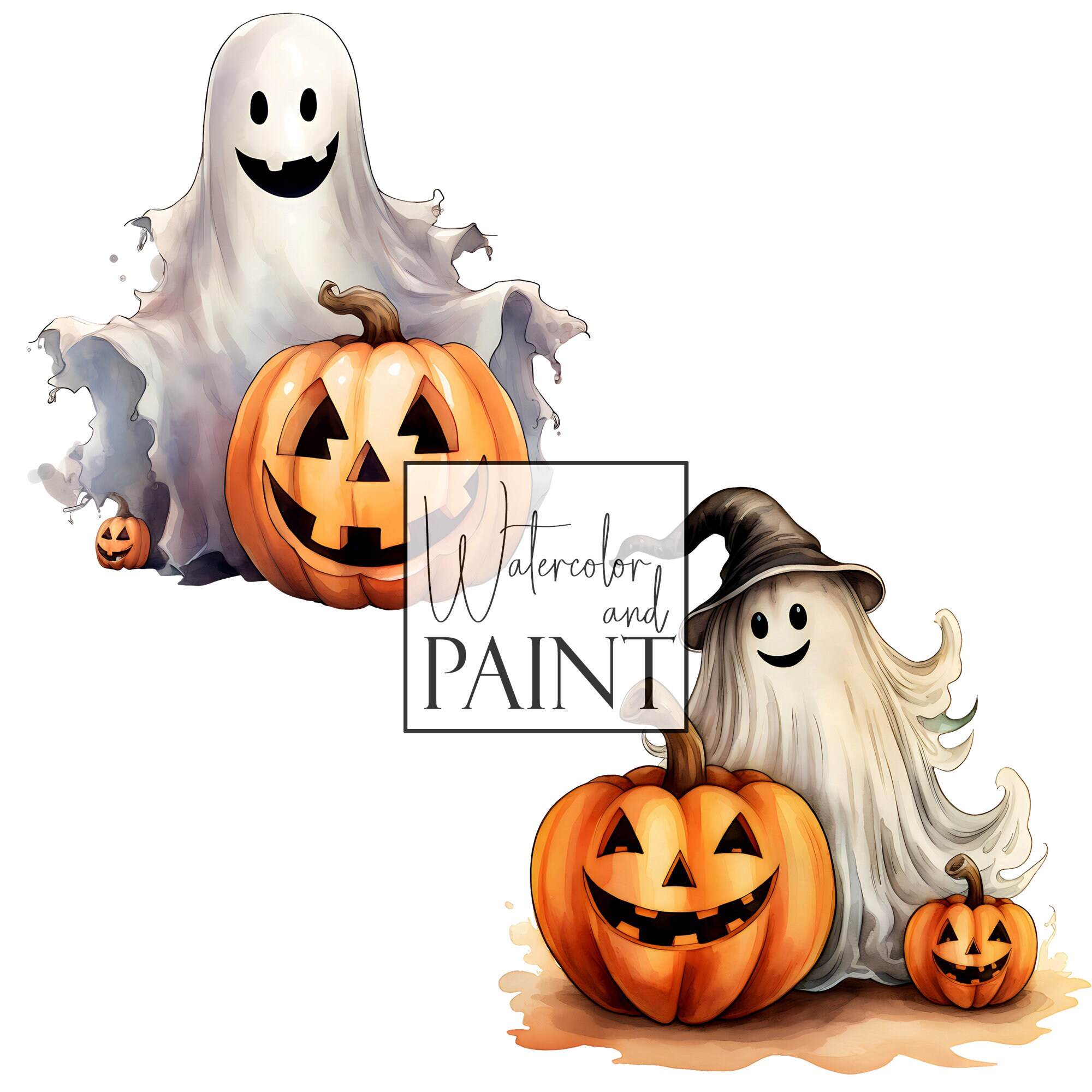 Ghost Pumpkin Clipart, Halloween Pumpkins, PNG Format, Instant Download ...