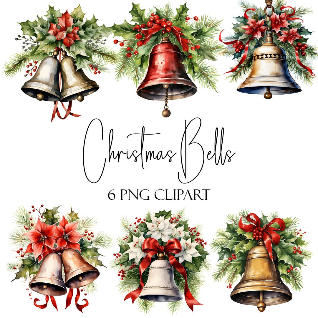 Christmas Bells, Holiday Clipart, PNG Format, Instant Download ...