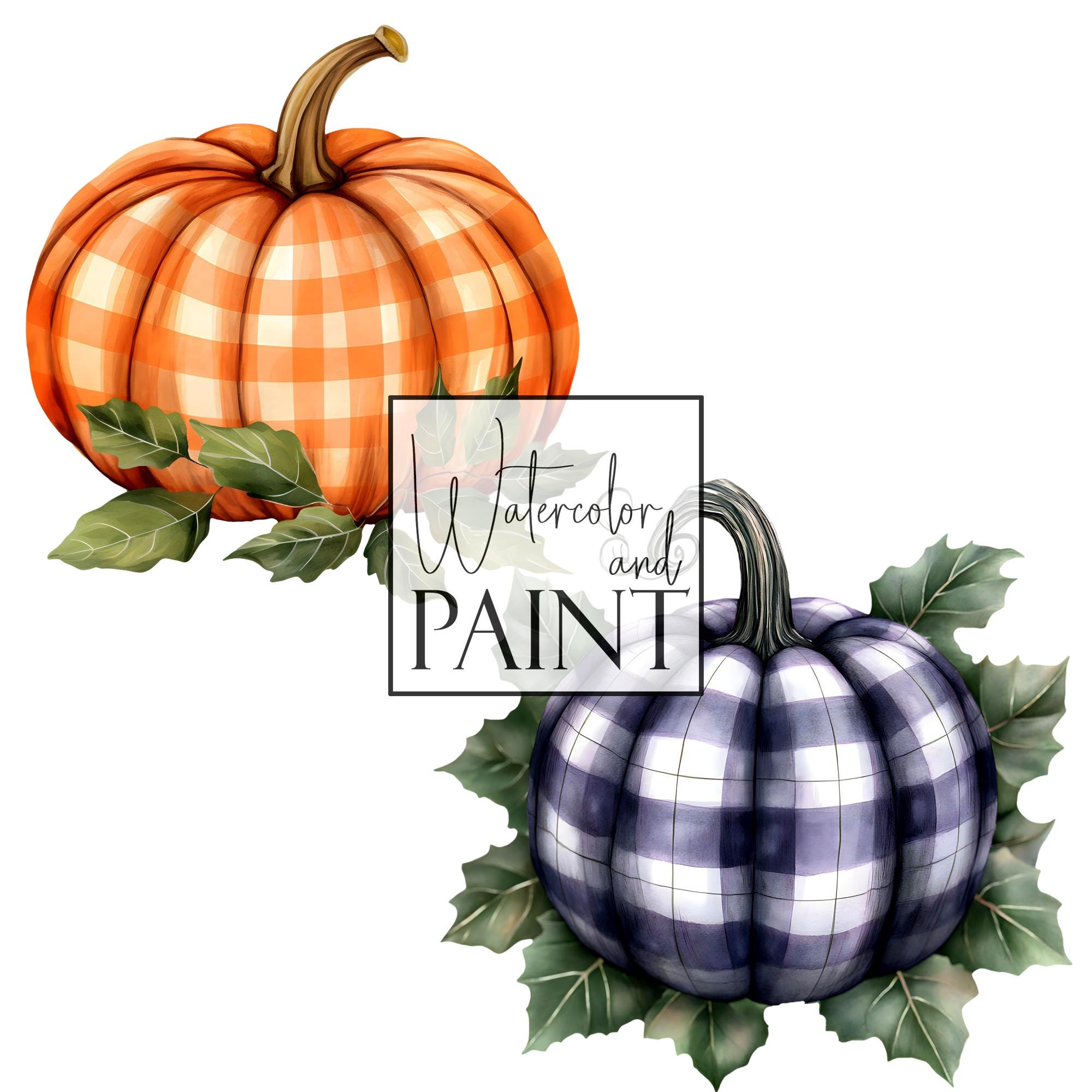 Plaid Pumpkin, Fall Clipart, Autumn Graphics, Instant Download ...