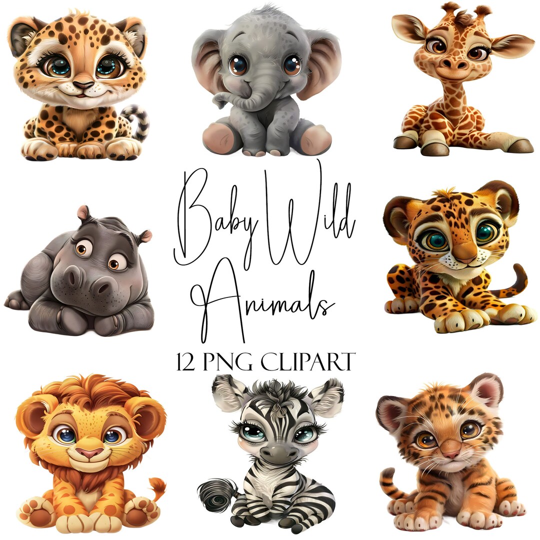 Baby Wild Animals Clipart, 12 PNGS, Instant Download, Commercial Use ...