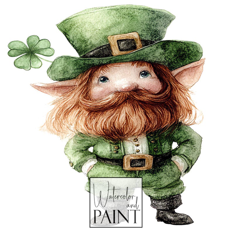 Watercolor Leprechaun Clipart: St. Patrick's Day Pngs (commercial & POD ...