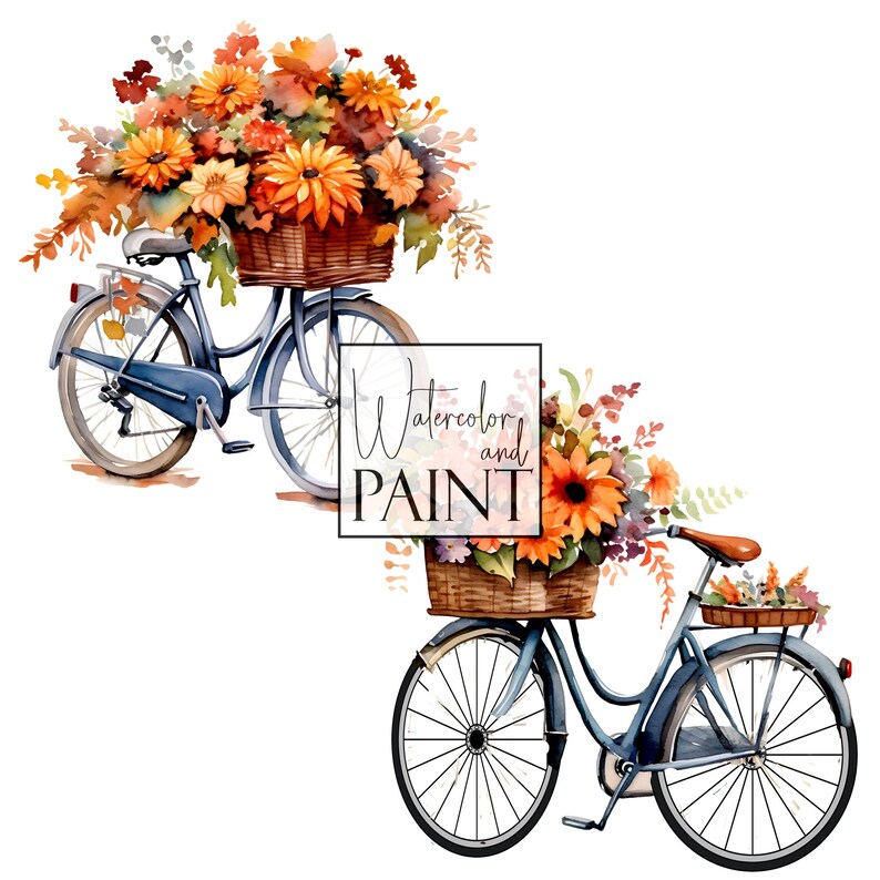 Fall Bicycle Clipart, Watercolor Autumn Bikes, Instant Download ...
