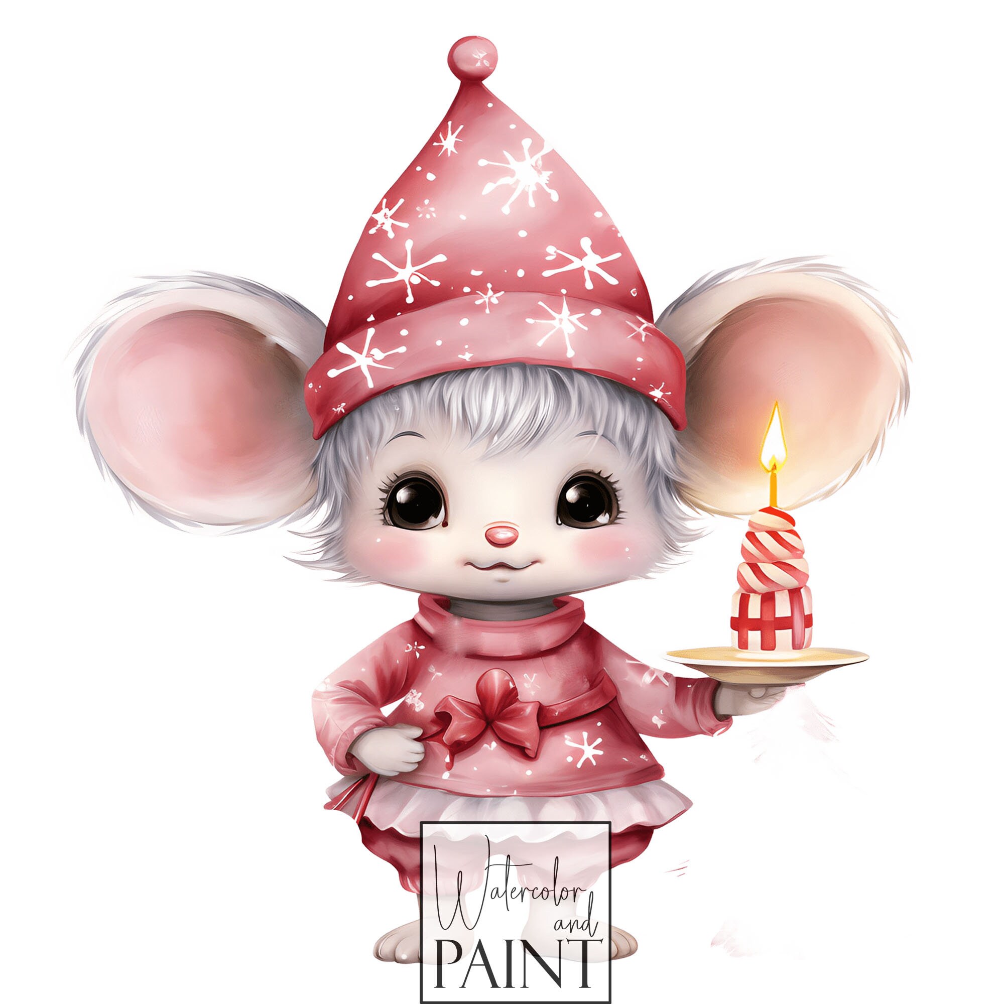 Christmas Mice, Watercolor Clipart, PNG Format, Instant Download ...