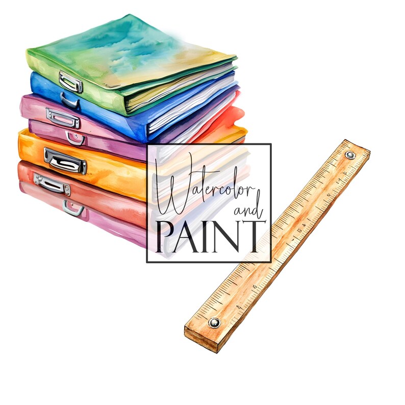 School Supply Clipart, Watercolor Elements, Back to School Graphics, 22 ...