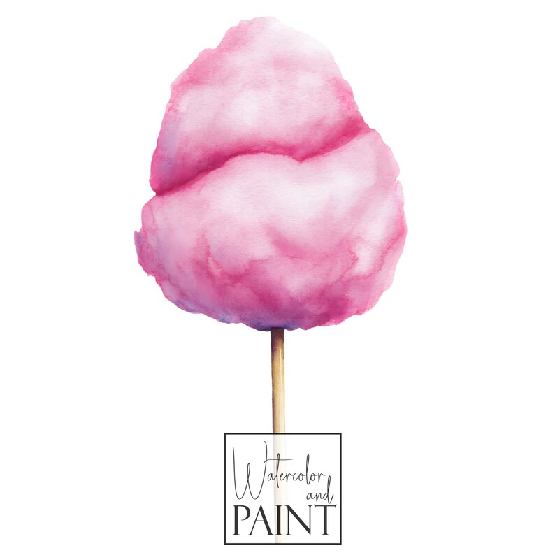 Cotton Candy, Watercolor Clipart, 8 Pngs, Instant Download, Commercial ...