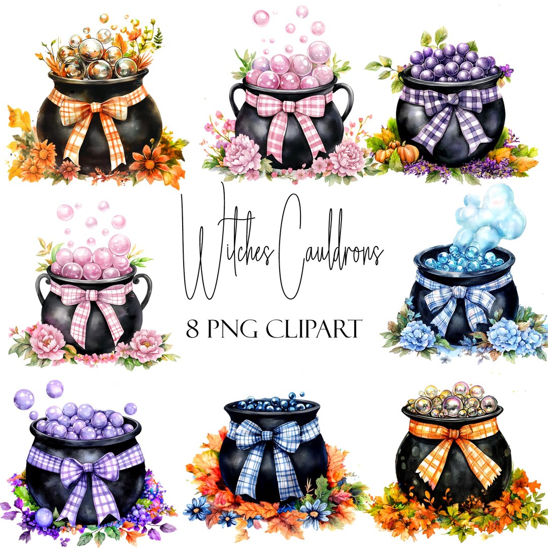 Witches Cauldron, Watercolor Clipart, 8 Pngs, Instant Download, Commercial Use, POD Use - Etsy