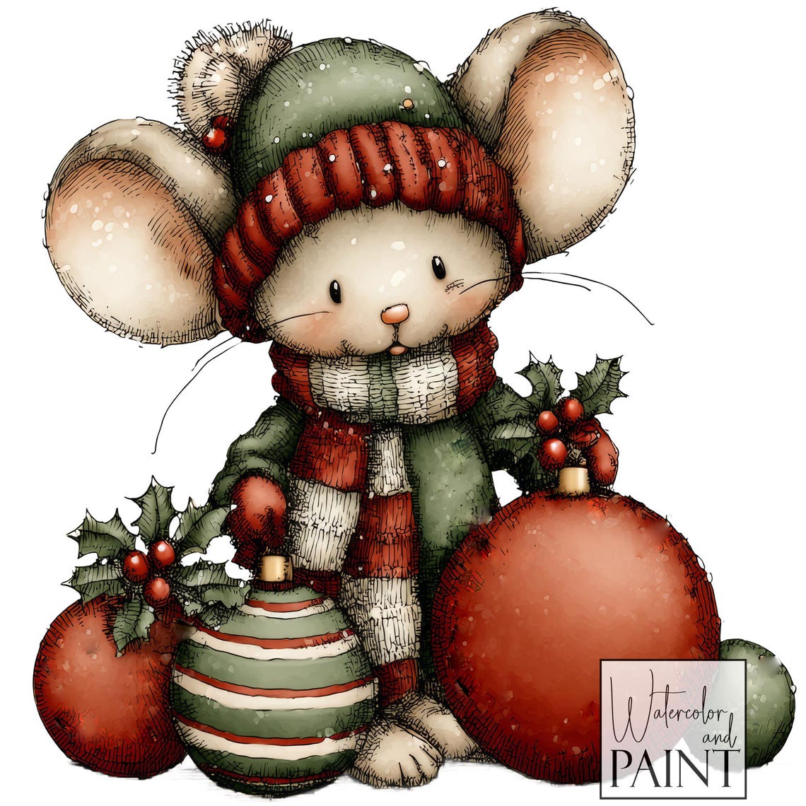 Christmas Mouse Clipart, 8 Transparent Pngs, Commercial Use, POD ...