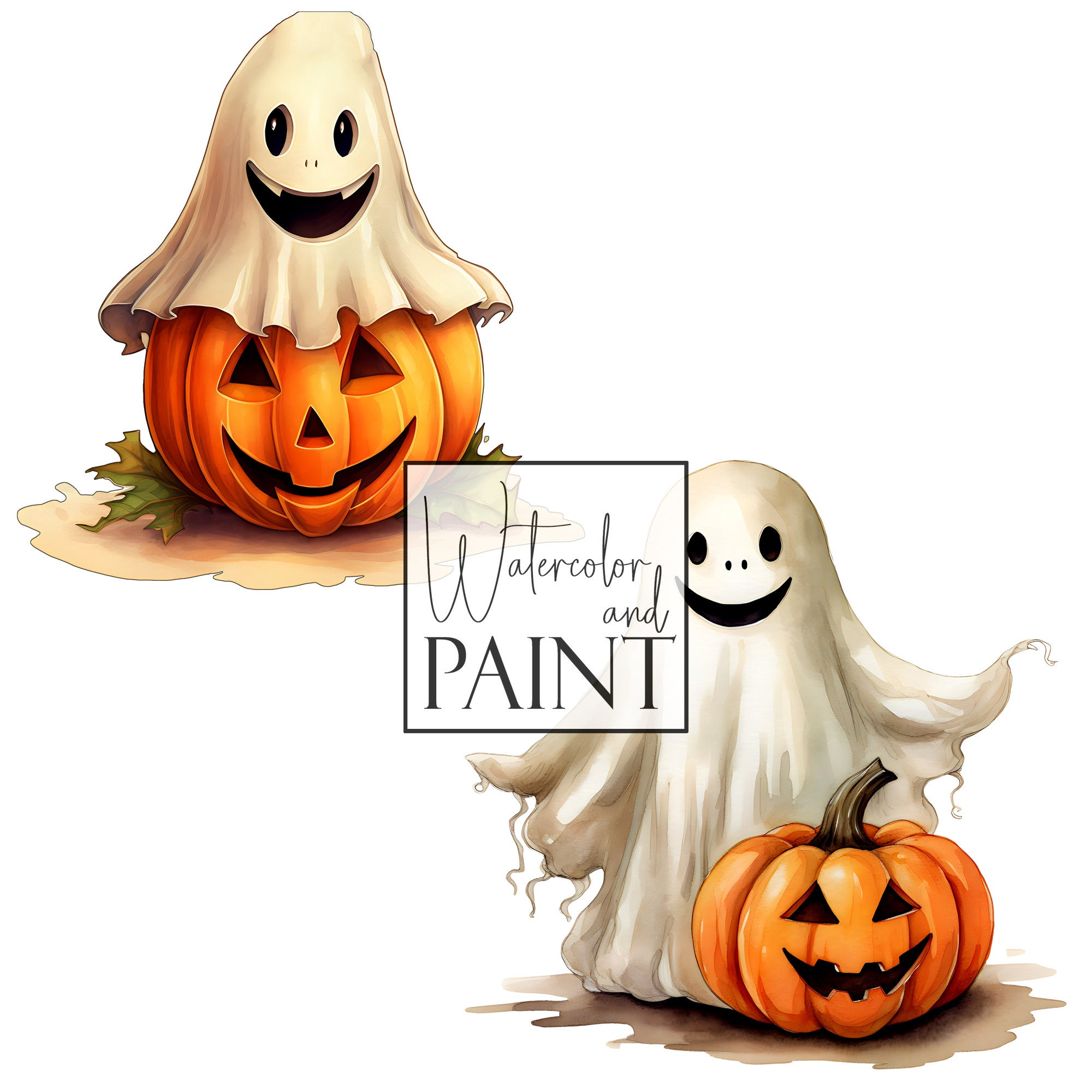 Ghost Pumpkin Clipart, Halloween Pumpkins, PNG Format, Instant Download ...