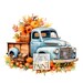Autumn Vintage Truck Clipart, Fall Watercolor Elements, PNG Format, POD ...