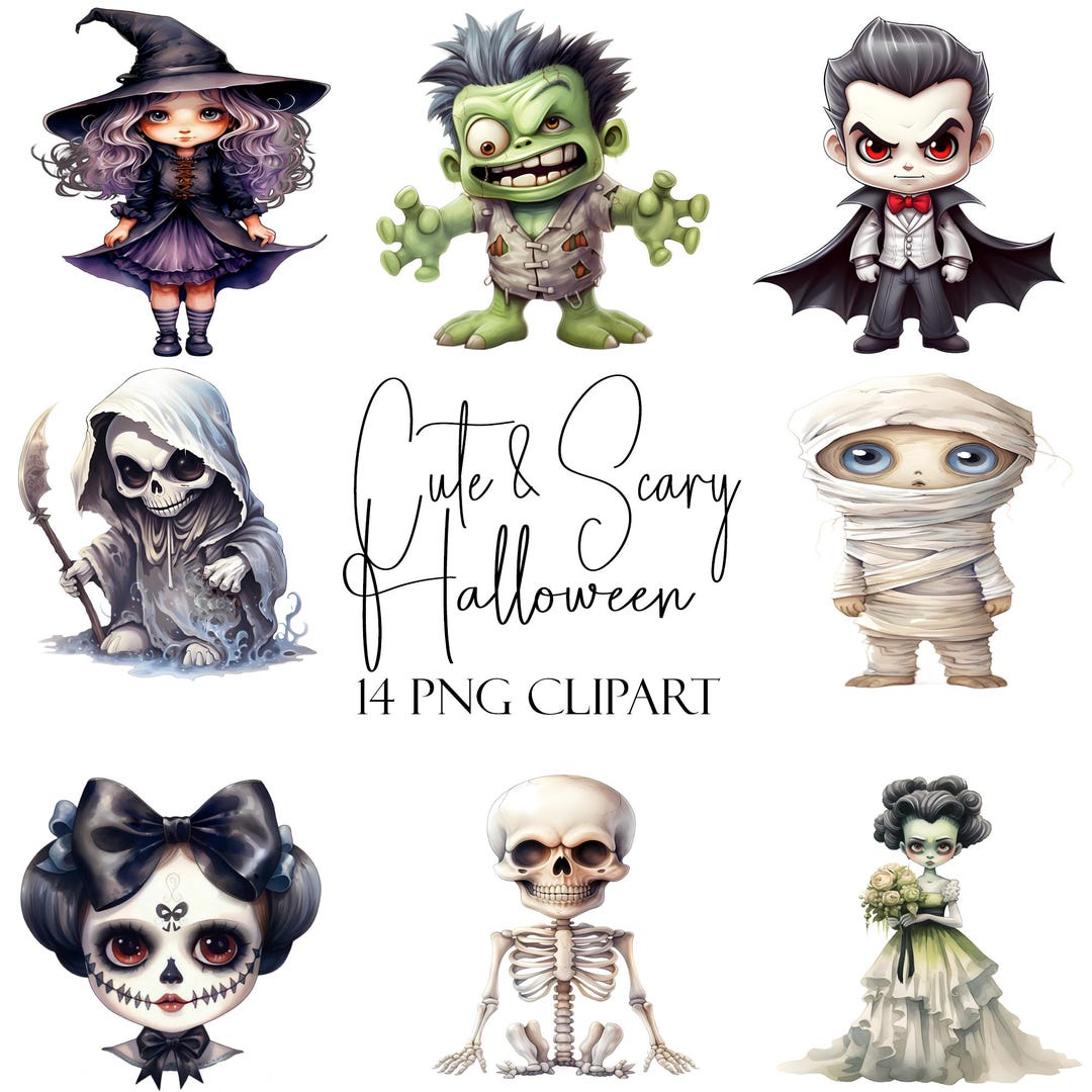 Scary Halloween Clipart, Transparent PNG Images, (commercial Use) - Etsy