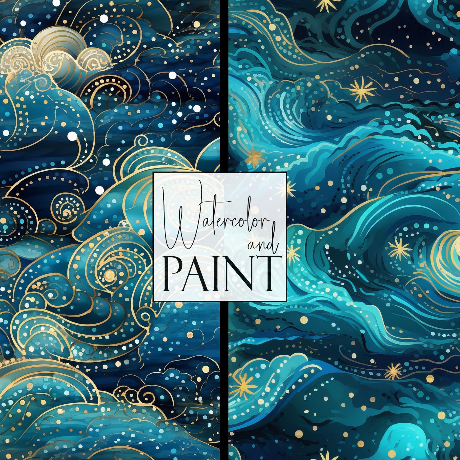 Abstract Ocean, Seamless Patterns, Digital Paper Set, 12 Jpgs, Instant ...