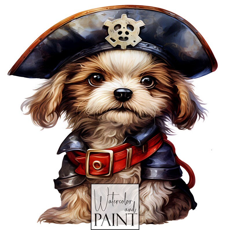 Pirate Puppies, Watercolor Clipart, PNG Format, Instant Download ...