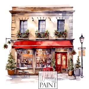 Christmas Coffee Cafes, Watercolor Elements, PNG Format, Instant ...
