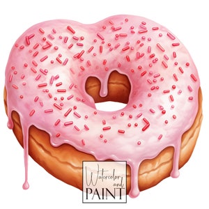 Valentine Donuts, Watercolor Clipart, PNG Format, Instant Download ...
