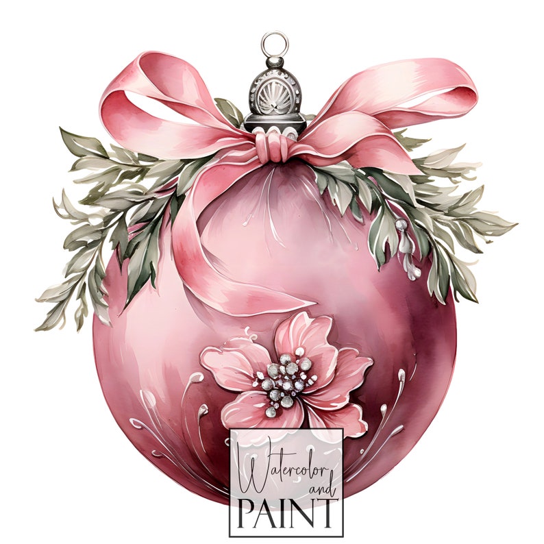 Pink Christmas Ornaments, Xmas Clipart, PNG Format, Instant Download ...