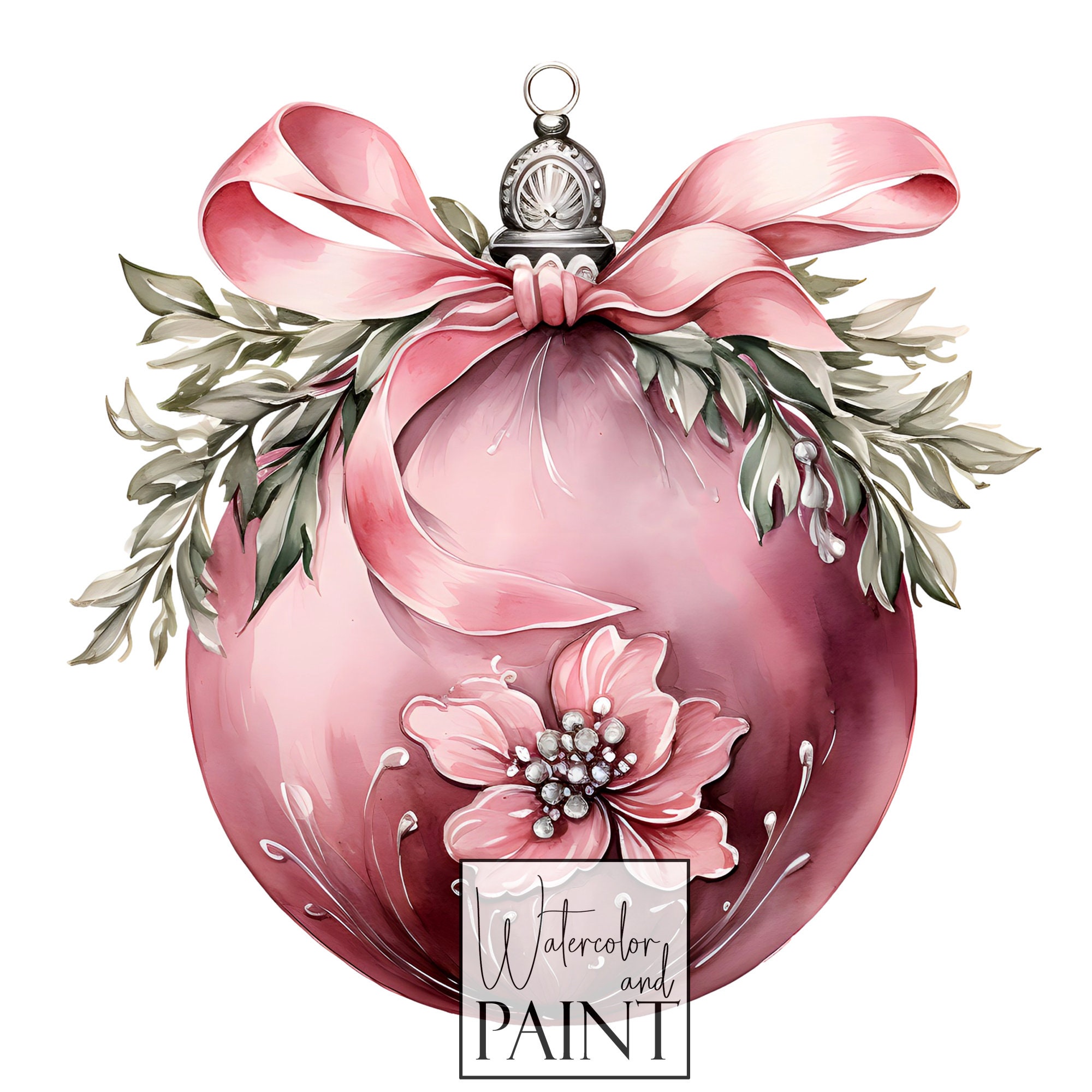 Pink Christmas Ornaments, Xmas Clipart, PNG Format, Instant Download ...