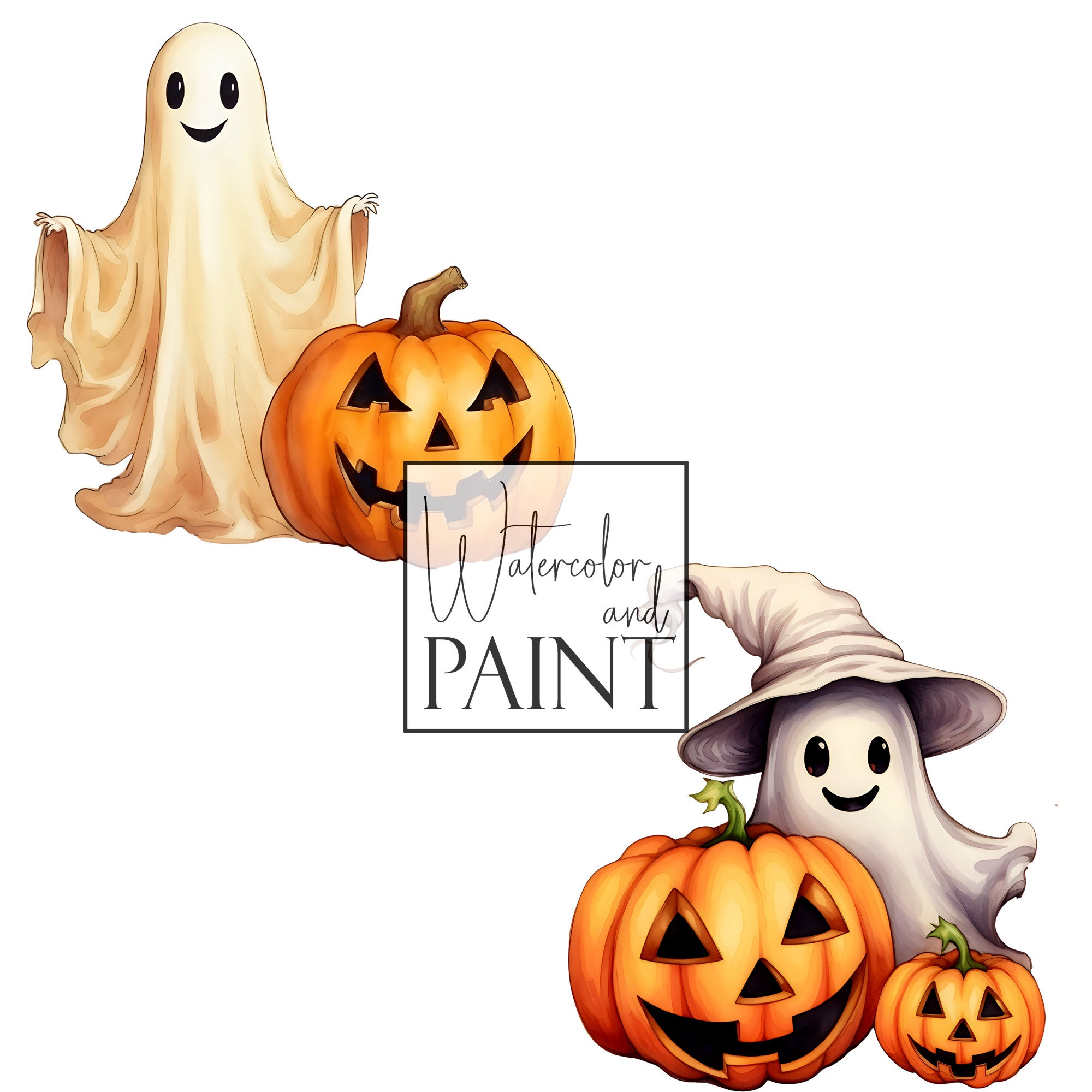 Ghost Pumpkin Clipart, Halloween Pumpkins, PNG Format, Instant Download ...