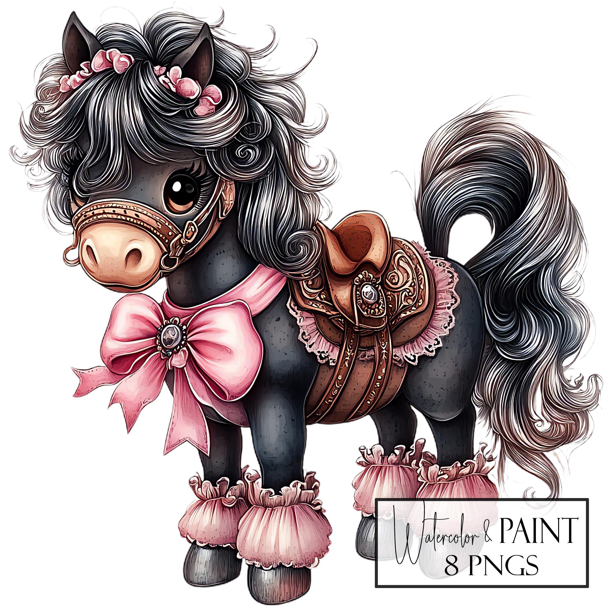 Girly Pony Clipart Bundle, Transparent Pngs (commercial - POD Use) - Etsy