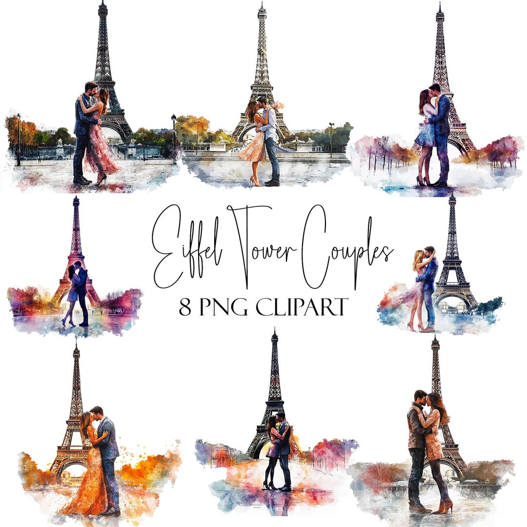 Eiffel Tower Couples, Valentine Clipart, 8 Pngs, Instant Download ...